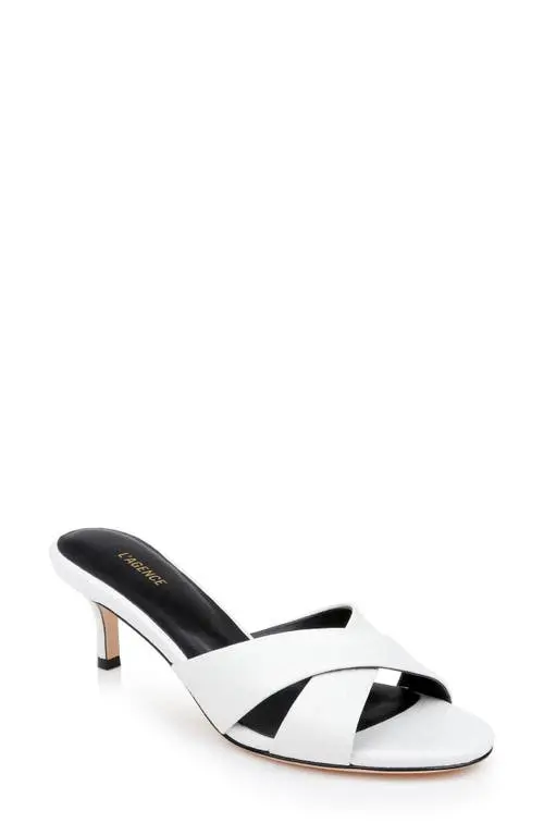 L'Agence Aveline Slide Sandal - Ivory Lizard