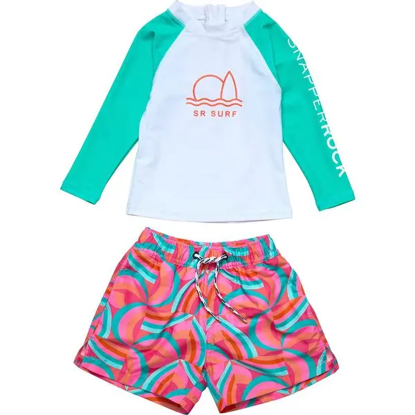 SNAPPER ROCK Geo Melon Two-piece Rashguard Set
