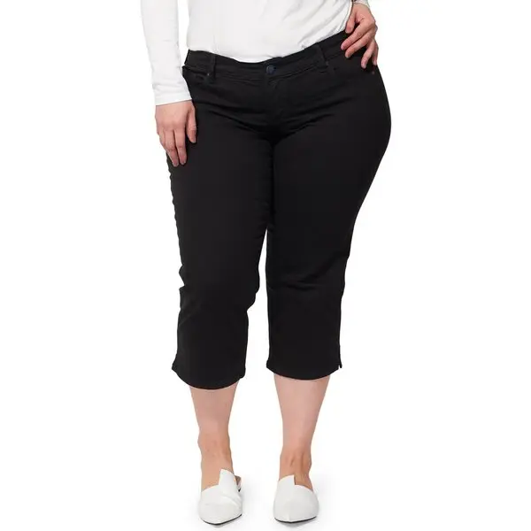 SLINK JEANS Straight Leg Capri Jeans - Solid Black