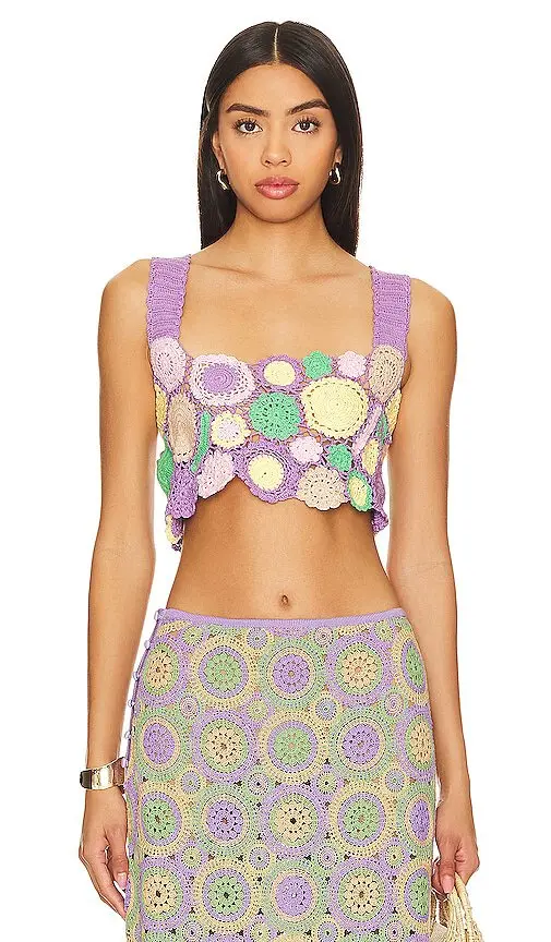 Agua Bendita Tanit Crochet Knit Crop Top