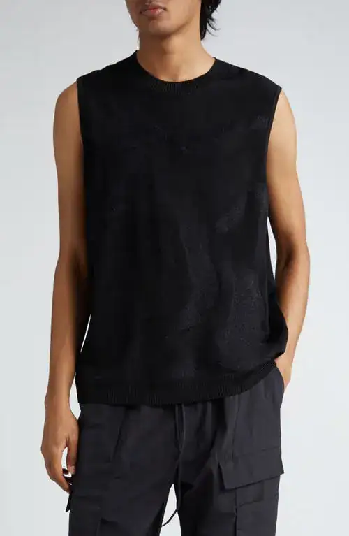 Y3 Jacquard Knit Sweater Vest - Black | Editorialist