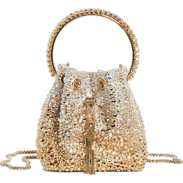 JIMMY CHOO Bon Bon Crystal Embellished Pouch - Gold/silver