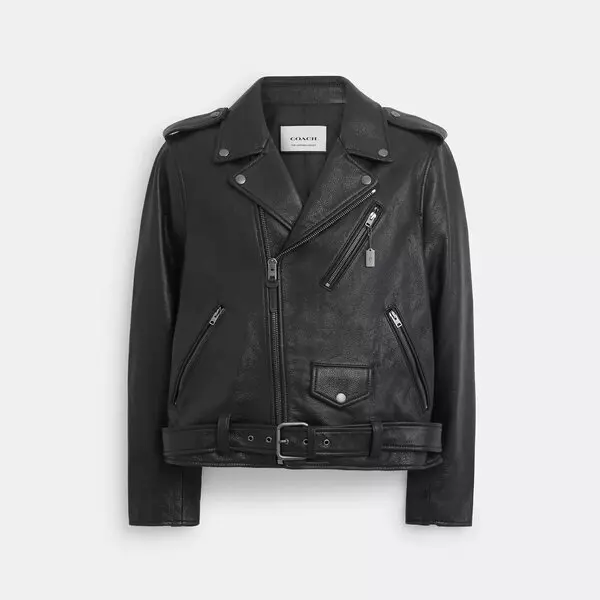 Buy COACH OUTLET Leather Moto Jacket - Black At 50% Off | Editorialist
