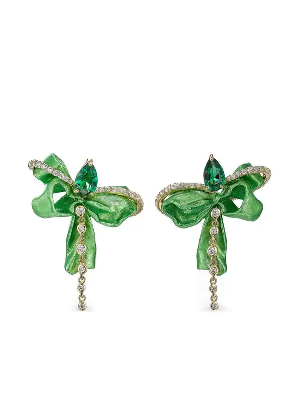 ANABELA CHAN 18kt Yellow Gold Vermeil Cupid's Bow Emerald Drop Earrings - Green