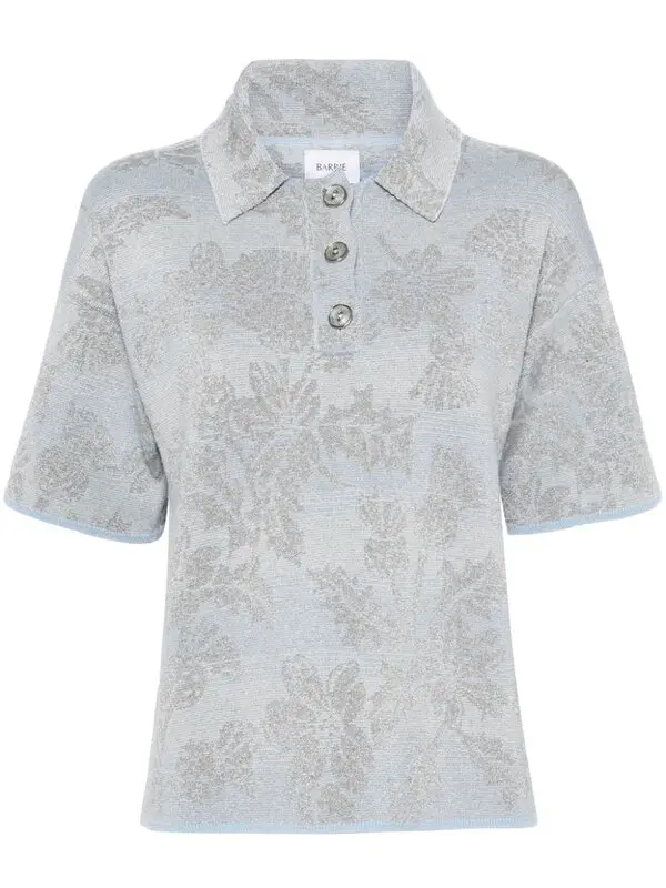 BARRIE Thistle-intarsia Polo Top