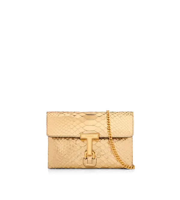 TOM FORD Laminated Stamped Python Leather Monarch Mini Bag - Dark Gold ...