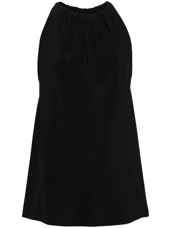 Rick Owens Gathered Crepe Tank Top - Black