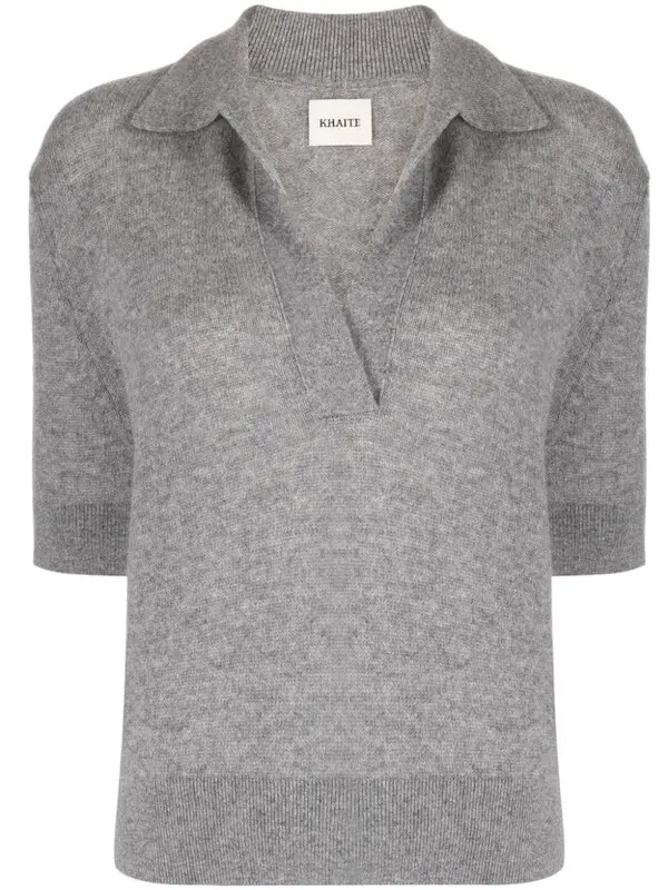 Khaite Shrunken Jo Cashmere Top - Grey