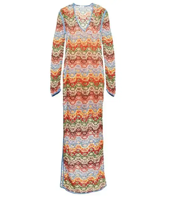 etro crochet dress ETRO Fringed crochet-knit dress