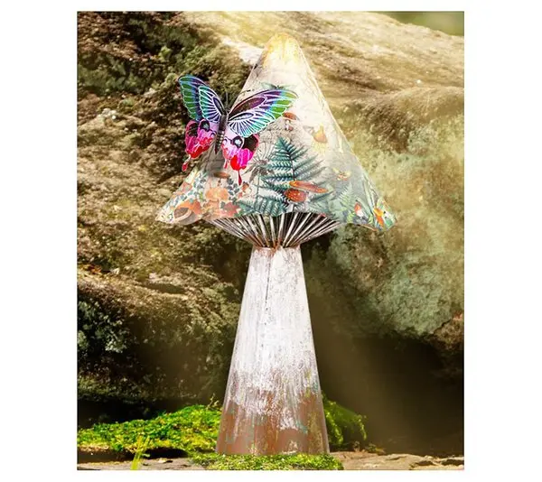 EVERGREEN Printed Metal Mushroom Statuary