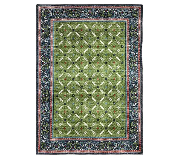 EVERGREEN Aruba Green 5'x7' In/out Border Washa Ble Rug - One-color ...