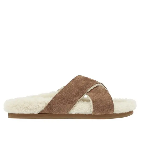 ANCIENT GREEK SANDALS Anilio Crosta Leather Shearling Sandals - Brucciato