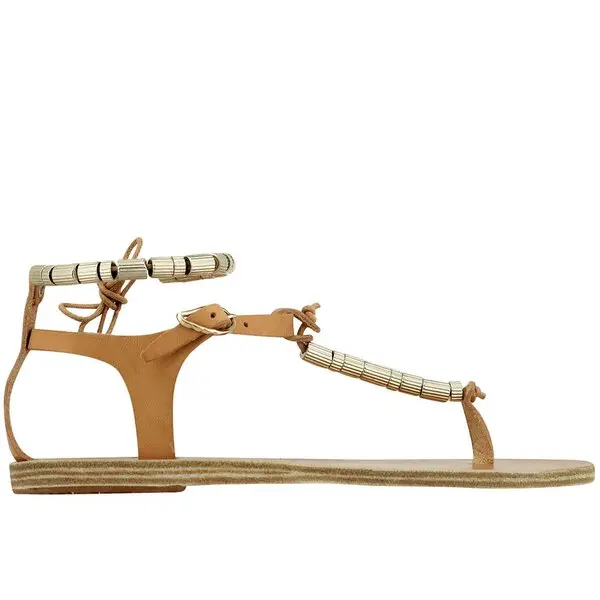ANCIENT GREEK SANDALS Chrysso Column Beads Sandals - Natural