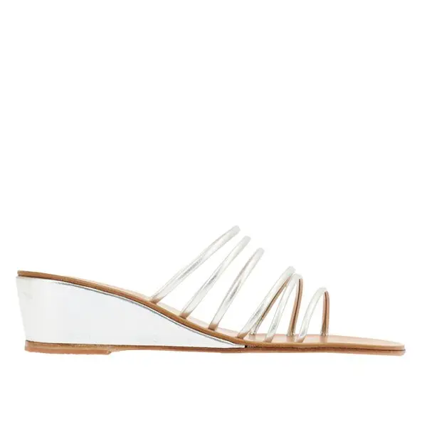 ANCIENT GREEK SANDALS Vania Low Wedge Sandal - Silver