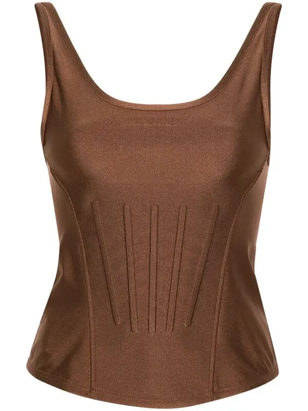 Buy MUGLER Top With Embossed Logo - Brown At 33% Off | Editorialist