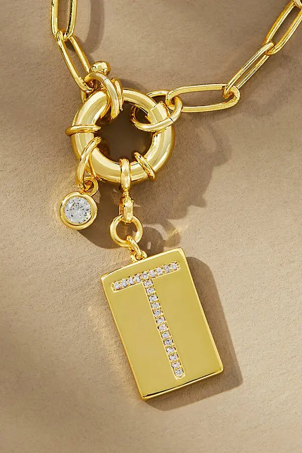 UNCOMMON JAMES Initial Chain Monogram Necklace - T