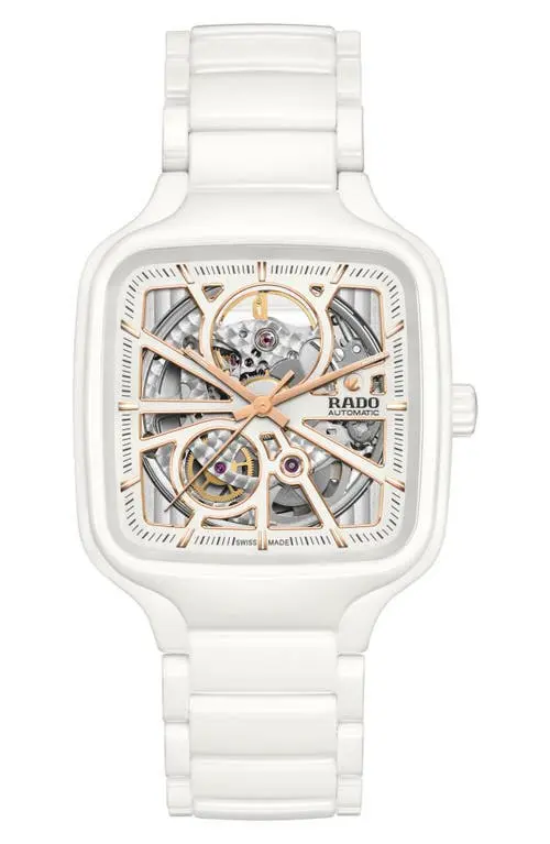 RADO True Square Automatic Open Heart Bracelet Watch - Light/silver