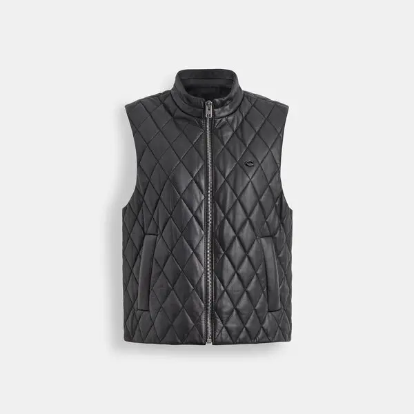 Coach Leather Quilted Vest - Black | Editorialist