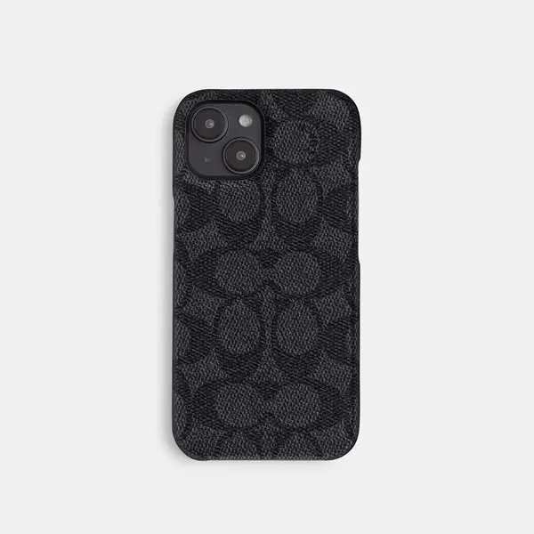 Coach Iphone 15 Case In Signature Canvas - Charcoal | Editorialist