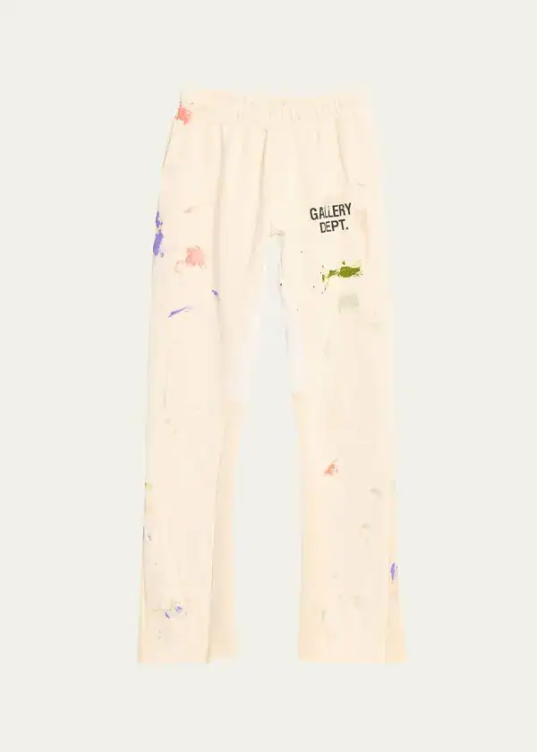 GALLERY DEPT. Paint-splatter Logo Flare Sweatpants - White | Editorialist