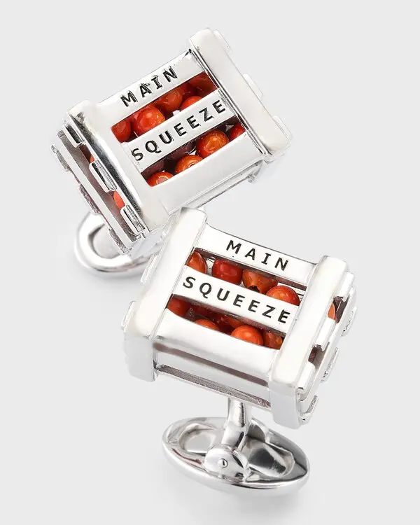 JAN LESLIE Sterling Silver Main Squeeze Crate Cufflinks