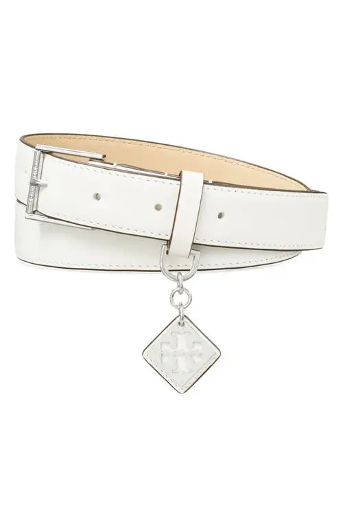 Tory Burch Swing Leather Belt - Optic White