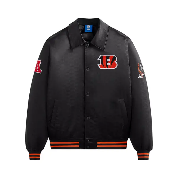 Kith For The Nfl: Bengals Satin Bomber Jacket - Black
