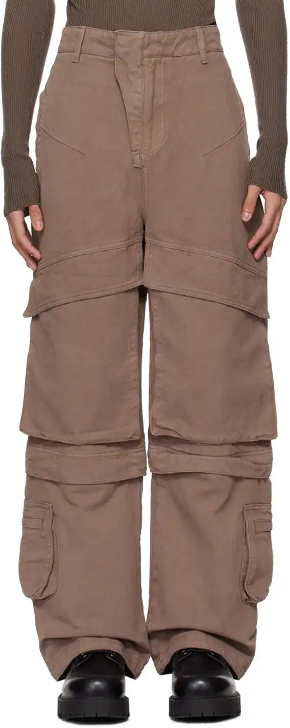 ENTIRE STUDIOS COTTON BROWN FLARED TROUSERS Entire Studios