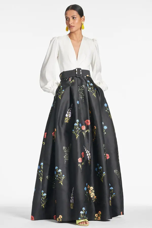 Sachin & Babi Zoe Printed Mikado Gown - White