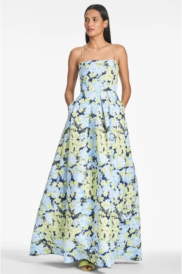 Sachin & Babi Garden Club Print Beau Gown - Red