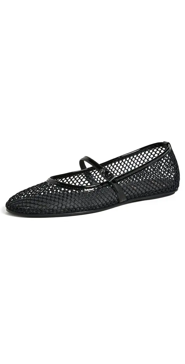 BLACK SUEDE STUDIO Mika Flats - Black Mesh With Black Patent