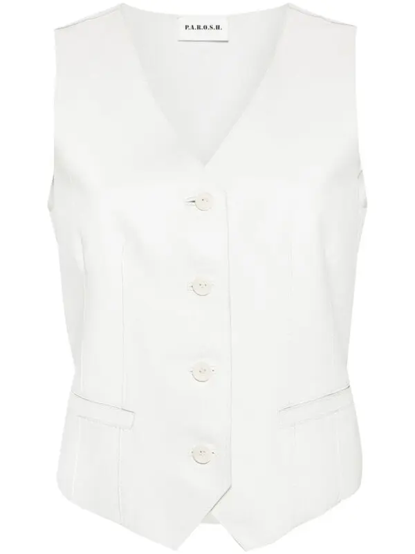 P.a.r.o.s.h Single-breasted Leather Waistcoat - Grey