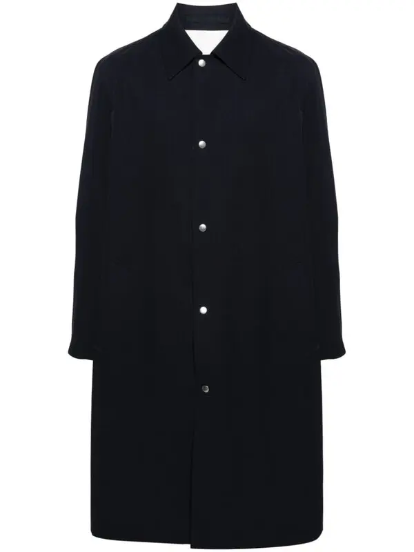 JIL SANDER Single-breasted Gabardine Wool Coat