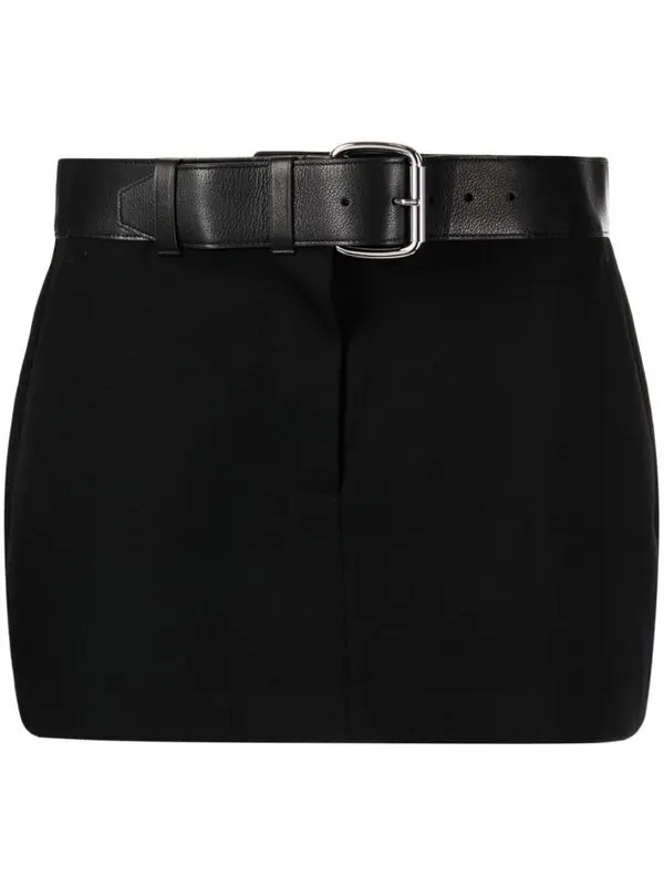 Alexander Wang Leather-belted Wool Miniskirt