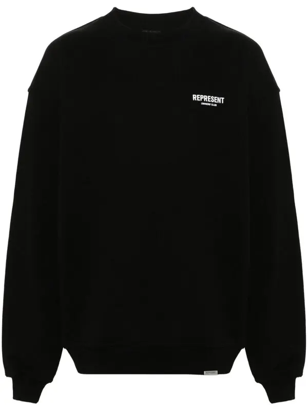 REPRESENT Logo-print Cotton Sweatshirt - Black