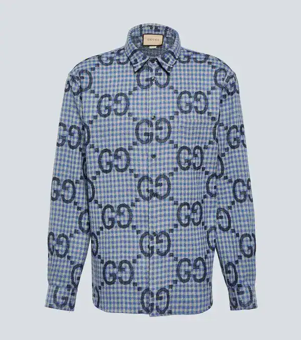Gucci Checked Logo Wool Shirt - Multicoloured | Editorialist