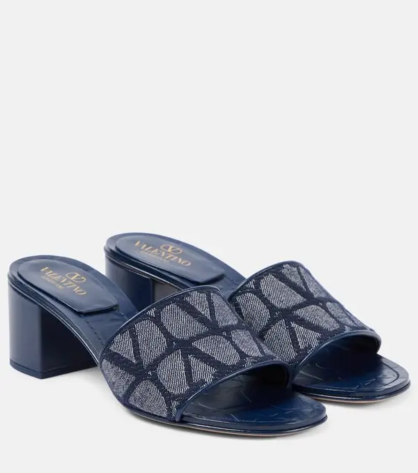Valentino Garavani Toile Iconographe Denim Slides