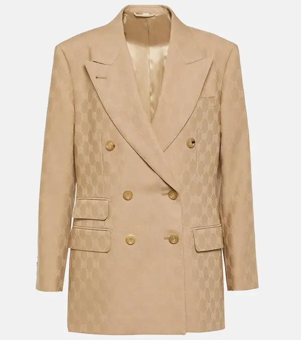 Gucci Gg Wool Jacquard Blazer - Beige