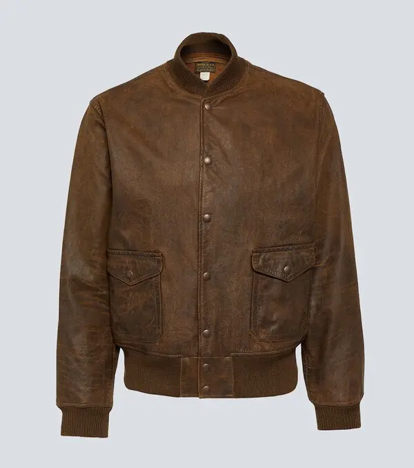 Ralph Lauren Leather Bomber Jacket - Brown | Editorialist
