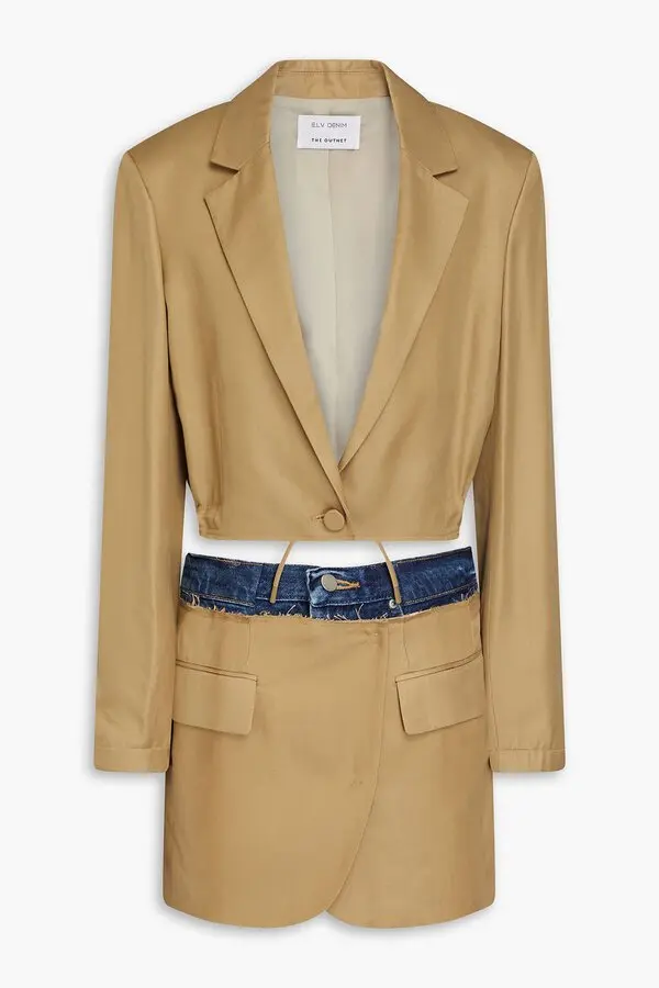 E.L.V. DENIM Skirt Suit Twill Blazer And Skirt-effect Shorts Set