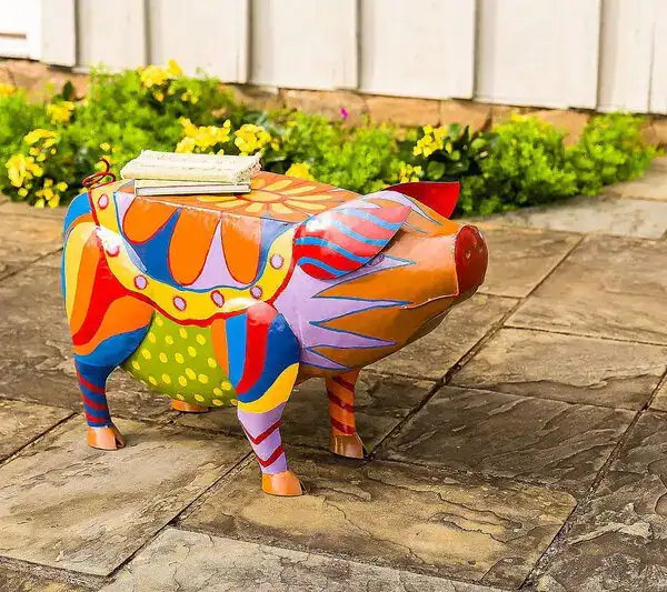 EVERGREEN Colorful Folk Art Pig Side Table - One-color | Editorialist