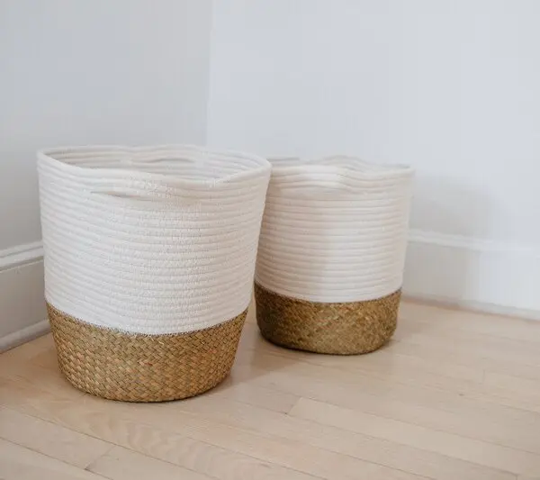LAUREN MCBRIDE Set Of 2 Small And Large Cotton Rope Baskets By
