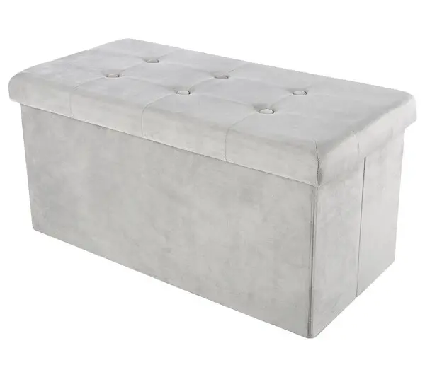 LAVISH HOME Storage Ottoman Velvet Tufted Footr Est Or Chest