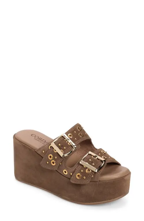 Cordani Jayne Platform Wedge Slide Sandal - Crosta Fango