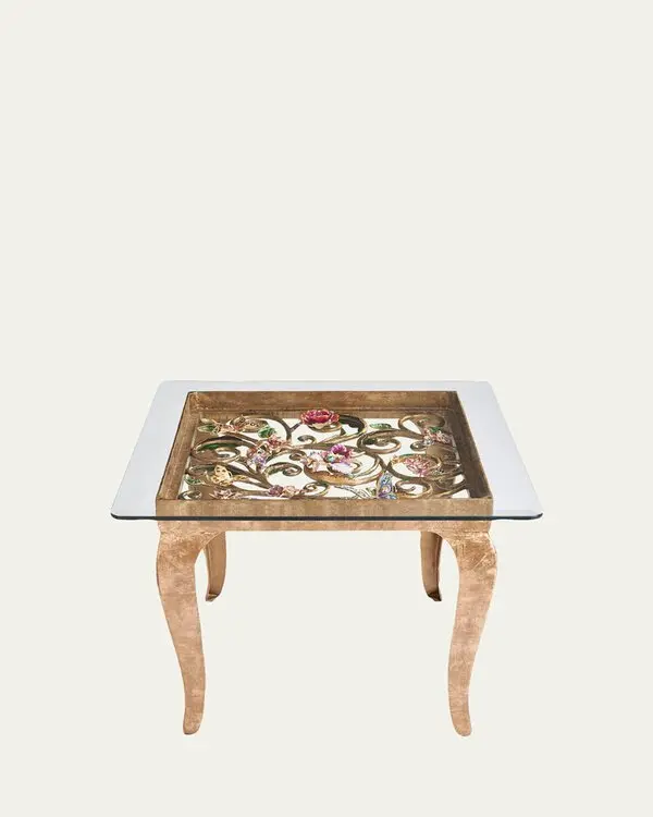 JAY STRONGWATER Floral Side Table
