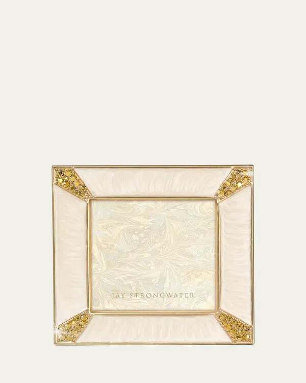 JAY STRONGWATER Leland Pave Corner 2" Square Picture Frame - Gold