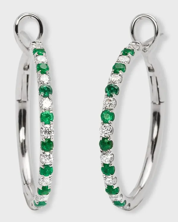 FREDERIC SAGE 18k White Gold Diamond And Hoop Earrings