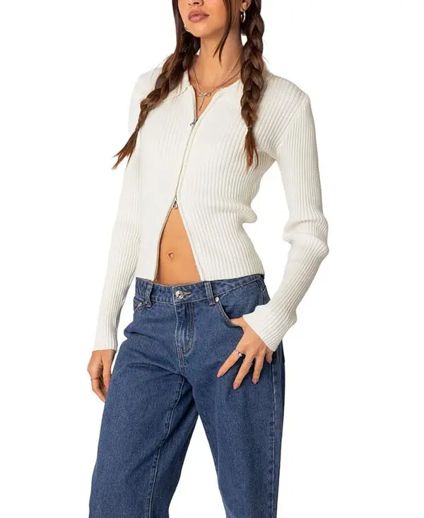 EDIKTED Cora Knitted Zip-up Cardigan