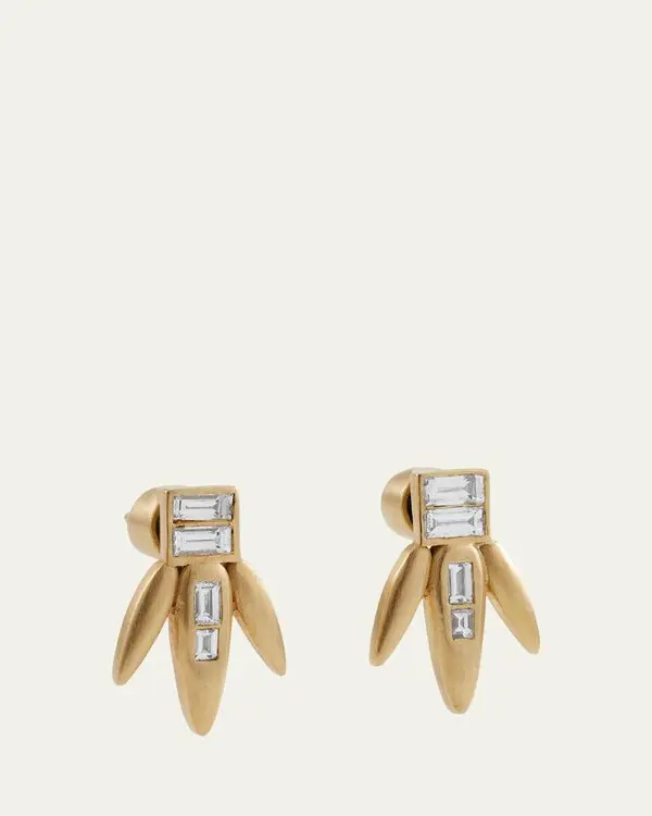 Ileana Makri Baguette Diamond Grass Straw Earrings - Gold