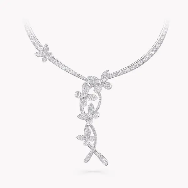 Graff Pavé Butterfly Diamond Necklace - White Gold